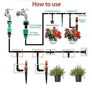 HOINCO 300Pcs Barbed Connectors Irrigation Fittings Kit, Drip Irrigation Barbed Connectors for 1/4 Inch Tube, for Flower Pot Garden Lawn (Elbows, End Plug, Straight Barbs, Tees, 4-Way Coupling)