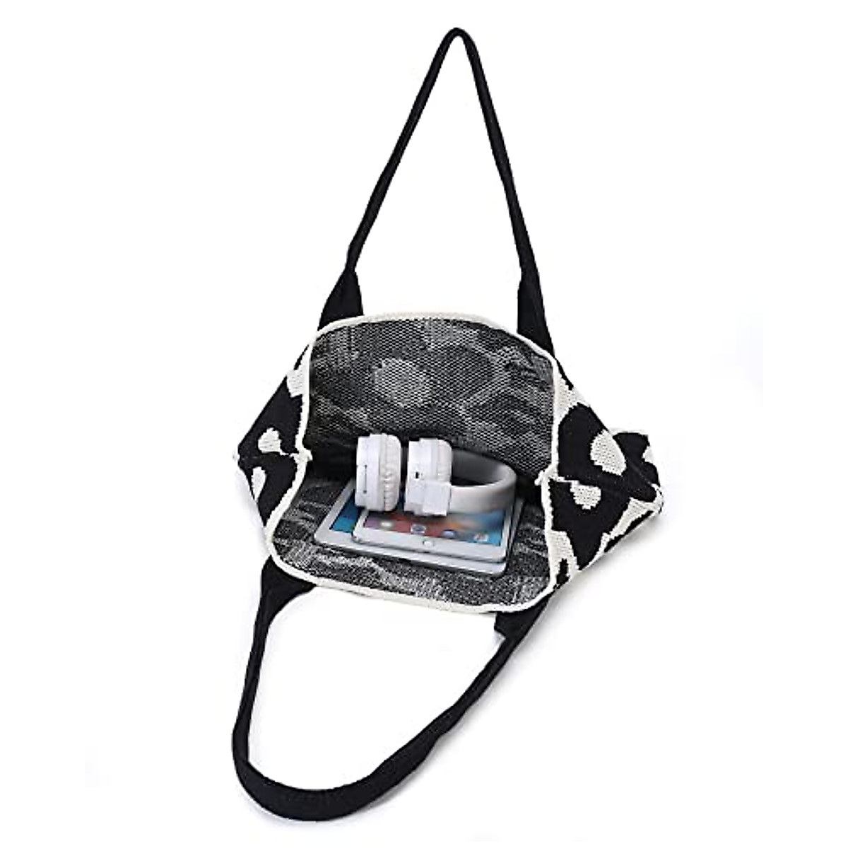 ENBEI Women's tote bags aesthetic Shoulder Handbags Hand crocheted Bags large Shoulder Shopping Bag large satchel cute Bag （flowers）