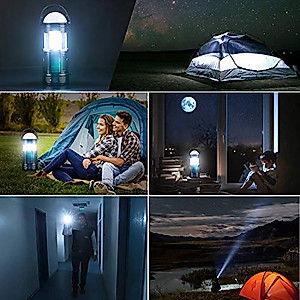 TANSOREN 4 Pack Black 5 in 1 Solar USB Rechargeable 3 AAA Power Brightest COB LED Camping Lantern with S Charging for Device, Waterproof Collapsible Emergency Flashlight LED Light