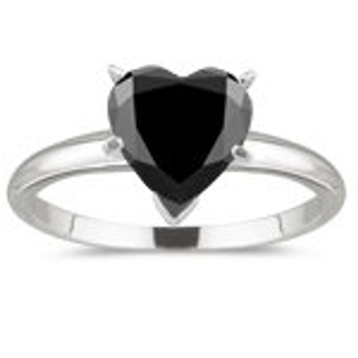 Vogati 1/2 (0.46-0.55) Cts of 4.00-4.90 mm AA Heart Black Diamond Heart Solitaire Ring in 14K White Gold-7.0