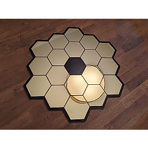XL Space Telescope James Webb Inspired Mirror - Extra Large Size Sturdy - No Drill Damage Free Mounting Options - Home Decor Reflective Honeycomb Wall Art (Command Strip Mount)