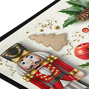 SLHKPNS Kitchen Mat Cute Nutcracker Christmas Non-Slip,Cherry Red Kitchen Rugs Comfort Runner Doormat 39x20 Inch Soft Floor Mat for Home Decor