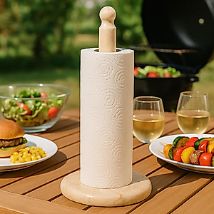 Creative Home Natural Champagne Marble Stone Paper Holder Kitchen Towel Dispenser, 6.5" Diam. x 12.5" H, Beige