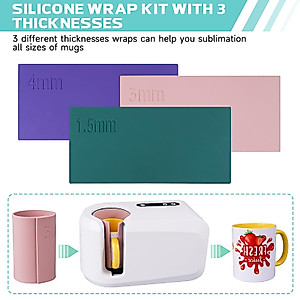 GO2CRAFT Basic Tool Set for Mug Press, 14Pcs Tool Set for Mug Tumbler Press with 3Pcs Sublimation Tumbler Wraps,Silicone Cup Cradle with Built-in Slot&Tape Dispenser, Big Bundle for DIY Gifts, Craft