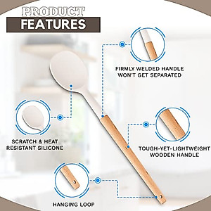 Silicone Kitchen Utensils Set | White Kitchen Utensils with Holder (11 PC) - Non Stick Kitchen Accesories for Cooking - White Kitchen Set with Wooden Handle by Five14