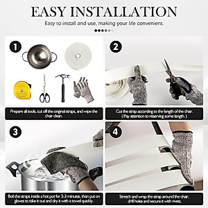 LukLoy Vinyl Straps for Patio Chairs Repair, 2 Pack 2" Wide x 20ft Long Replacement Straps for Patio Chairs Garden, Lawn Chair Repair Straps with 40 Rivets, White