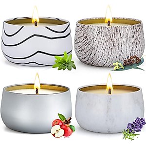 Candles, Large Candle Sets, 28Oz 4 Pack Sage/Eucalyptus Mint/Apple Cinnamon/Lavender Candles for Home Scented, Birthday Gifts for Women Best Friends, Friendship Gifts for Women, Her, BFF, Sister
