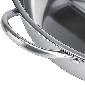 Stainless Steel Hot Pot with Divider, Thick Nonstick Hot Pot, Two Flavor Soup Pot with Hollown Handle, Induction Cooker, Gas Frunace and Log Fire Usable(29cm)