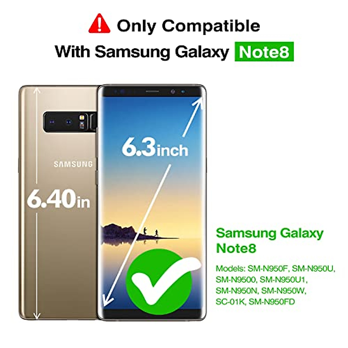 Rayboen Case for Samsung Galaxy Note 8, Crystal Clear Designed Shockproof Non-Slip Cell Phone Case, Hard Plastic Back & Soft TPU Frame Thin Protective Cover for Samsung Galaxy Note 8, 6.3 inch