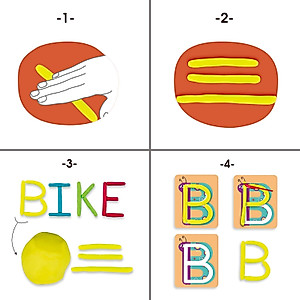 Dough Preschool Education Recognition Fundamental Starter Set, Alphabet Shape and Learn Letters and Language, 3 Years and Up with 4 Colors Dough