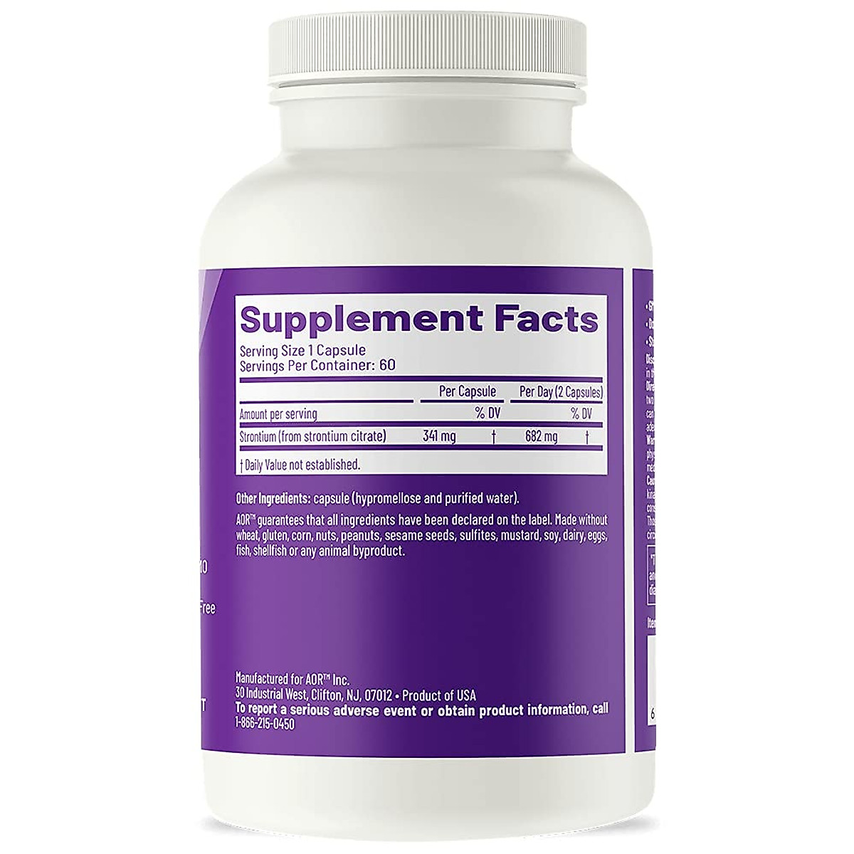 AOR, Strontium Support II, Mineral Support for Bone Health, Vegan, Non-GMO (60 Caps)