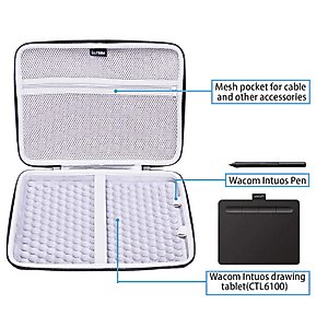 LTGEM Tablet Case for Wacom Intuos Medium Bluetooth Graphics Drawing Tablet fits Model # CTL6100 - Hard Protective Cases for Travel and Home Storage