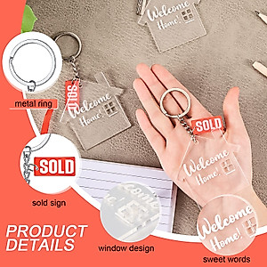 Inbagi 12 Sets House Acrylic Keychain Real Estate Agent Keychain Clear Blank DIY Keychain New Home Keychain Welcome Home Housewarming Gift for Real Estate Agent Supplies, Gifts