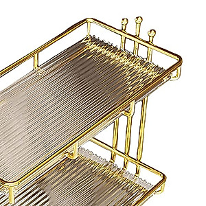 B Baosity Multifunctional Bathroom Countertop Organizer 2 Tiers Vanity Organizer Tray Holder for Kitchen Dresser Countertop Office Bathroom, M