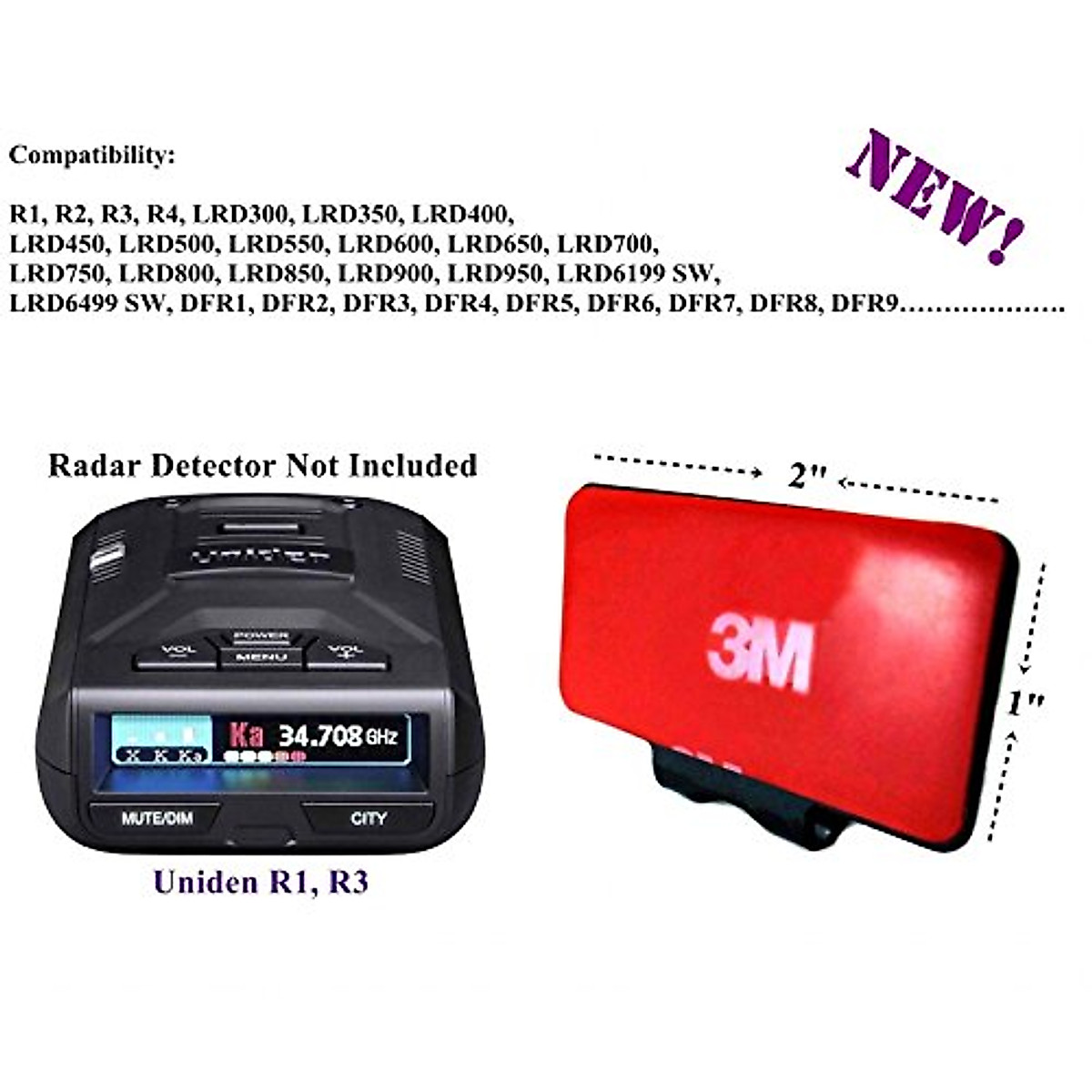 U3M Improved Permanent Windshield Mount for Many Uniden Radar Detectors