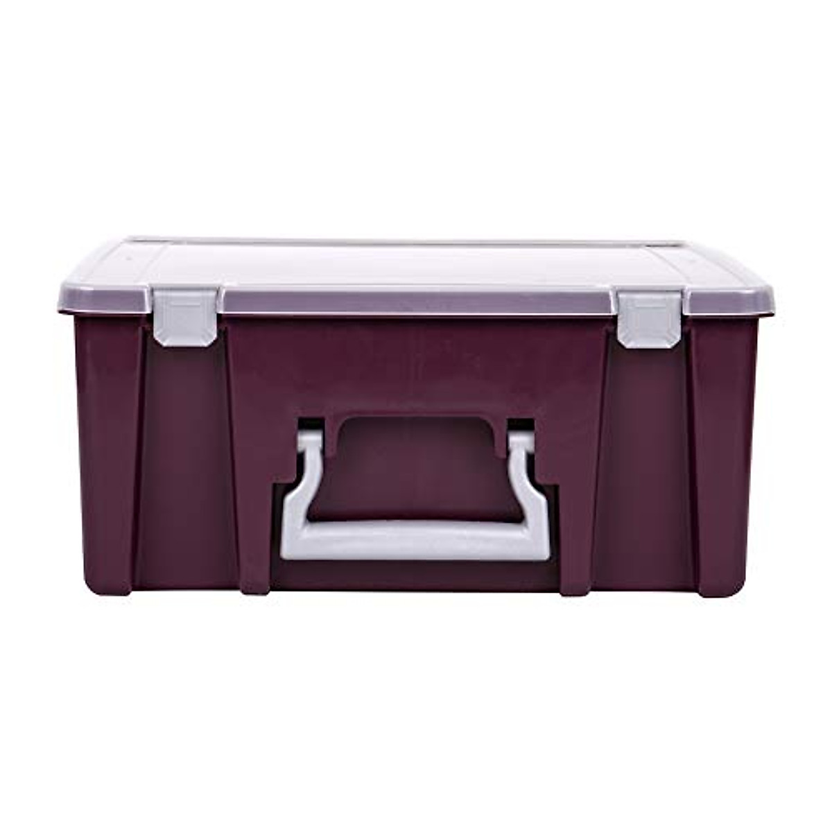 AB Designs 6990ABP Super Satchel Double Deep with Removable Dividers, Stackable Home Storage Organization Container, Plum