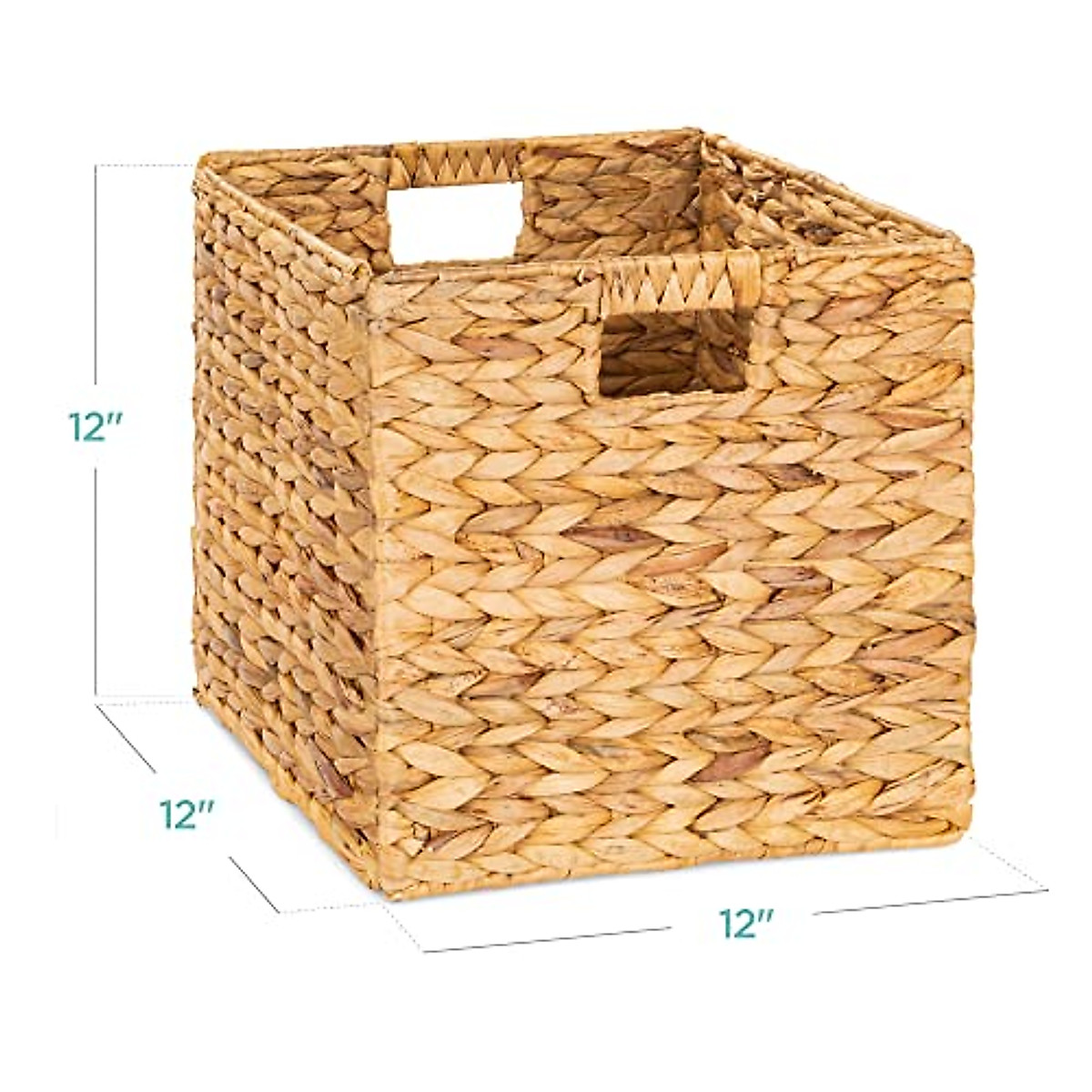 Best Choice Products 12x12in Hyacinth Baskets, Rustic Set Of 5 Multipurpose Collapsible Storage Organizer, Handwoven Laundry Totes for Bedroom, Living Room, Bathroom, Shelves w/Inserts - Natural