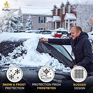 EcoNour Car Windshield Cover for Snow, Ice and Wiper Protector| All Weather Auto Sunshade Fits for Most Cars, SUV's, Vans and Truck| Leakproof Windshield Cover | Standard (69”x 42.25”) (cover01)