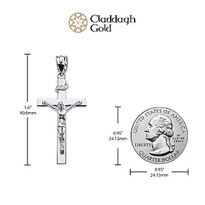 Claddagh Gold Sacred Symbolism: Embrace Faith Sterling Silver Cross Pendant - Large