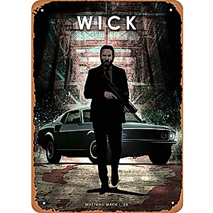 GCOCL Vintage Look Metal Sign - Car Legends John Wick - 8 x 12 Tin Sign for Cafe Bar Pub Kitchen