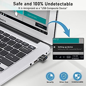 Mouse Jiggler Undetectable Metal USB Mouse Mover with Switch Button, Automatic Mouse Shaker with 2 Jiggle Modes, Mouse Simulator, Driver-Free, Plug & Play, Keep Computer/Laptop Awake, Black