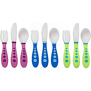 First Essentials by NUK Kiddy Cutlery 9 Piece Spoon Set-Green, Purple & Blue