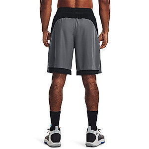 Under Armour Men's Baseline Basketball 10-Inch Shorts, (012) Pitch Gray/Black/Black, Medium
