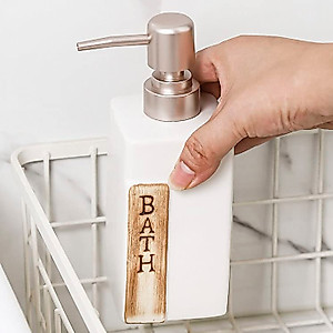 Ceramics Hand Soap Dispenserfor Bathroom, Gold soap Dispenser for Kitchen Sink Refillable Liquid Hand Soap Dispenser with Gold Pump Classic and Timeless Design 13.5Oz (White Square)