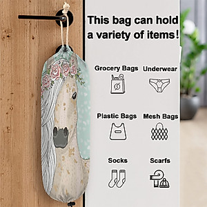Horse Flower Plastic Bag Holder, Animal Floral Grocery Bag Storage Holder Garbage Shopping Bag Trash Bags Organizer for Kitchen Home