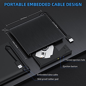 BILEYCHA External DVD/CD Drive, USB 3.0 Slim Portable CD DVD +/-RW Drive, External DVD/CD ROM Writer for Laptop or Desktop Compatible with Windows XP/7/8/10, Mac OS, Linux