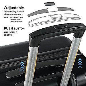 Feybaul Luggage 3 Piece Set Suitcase Lightweight Hardside Removable-Spinner Wheels with TSA Lock(20',24',28')_Black, 828