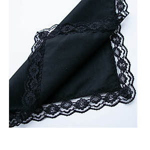 COCOUSM Ladies Handkerchiefs with Lace Pure Cotton Womens Hankies Black 3PCS
