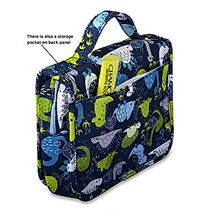 Eudora Hanging Travel Toiletry Kit Bag for Men and Boys, Waterproof Travel Organizer, Cute Dinosaur Snake Cartoon Cosmetic Weekender Bag with 360 Rotatable Hook (Blue)