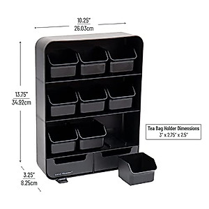Mind Reader 9 Removable Drawers Tea Bag holder and Condiment Organizer, Black