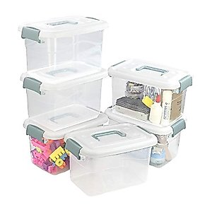 Sosody 5.5 Quart Plastic Clear Storage Bins, Clear Latching Boxes, 6 Packs