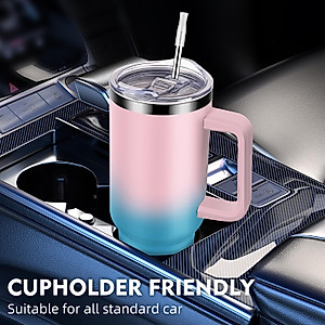 MaxBase 40 Oz Tumbler with Handle and Straw Lid, Insulated Reusable Stainless Steel Travel Mug Keeps Drinks Cold up to 34 Hours, 100% Leakproof Bottle (Bubble)