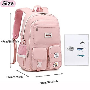Makukke School Backpacks for Teen Girls - Laptop Backpacks 15.6 Inch College Cute Bookbag Anti Theft Women Casual Daypack,Pink