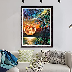 Moon Diamond Painting Kits - 5D DIY Diamonds Dots Art for Adults Full Drill Round Gem Painting Crystal Craft Kit for Adults for Wall Décor (20x16inch Moon) (20×16in, Moon)