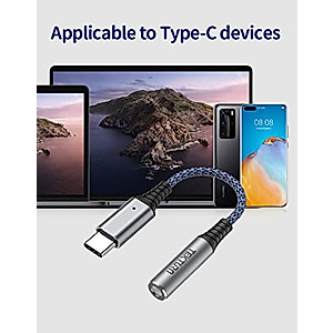 USB-C to 3.5 mm Headphone Jack Adapter, USB-C to Aux Audio Dongle Cable, Compatible with iPad Pro, iPad Air, Android Phones and Tablets by TEKTURN