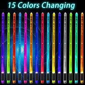 Antner Rechargeable LED Light Up Drum Sticks 15 Color Changing Drumsticks with Storage Bag for Adults Drummers, Durable Professional PC Polymer Material Drumsticks, Cool LED Light Up Drumsticks