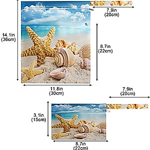 visesunny 2Pcs Wet Bag with Zippered Pockets Starfish Shell Washable Reusable Roomy Diaper Bag for Travel,Beach,Pool,Daycare,Stroller,Diapers,Dirty Gym Clothes, Wet Swimsuits, Toiletries