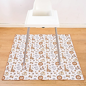 Baby Splat Mat for Under High Chair - Waterproof and Washable Eating Mat for Toddlers&Kids, Portable Play Mat and Table Cloth 43 inch (Animal)