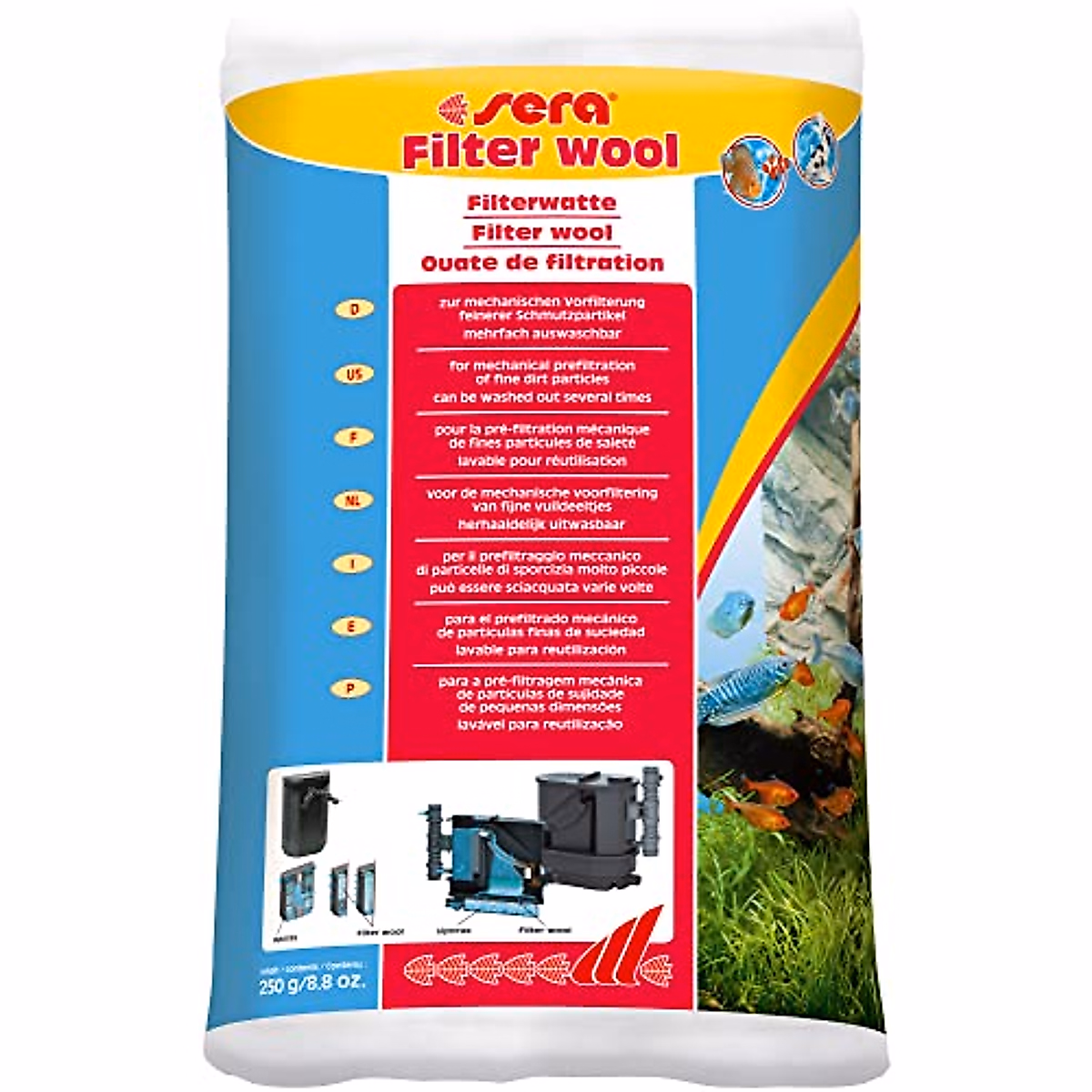Sera Filter Wool 250 g, 8.8 oz. Aquarium Filter Accessories
