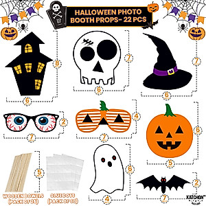 KatchOn, Scary Halloween Photo Booth Props - Large, Pack of 22 | Hocus Pocus Halloween Photo Props for Photoshoot | Halloween Selfie Props | Halloween Picture Props for Halloween Party Decorations
