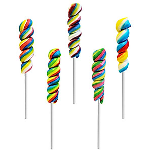 The Dreidel Company Twist Rainbow Lollipop, 4 Color Variety, Mixed Fruit Flavor, Individually Wrapped, 3" Inch Sucker (24-Pack)