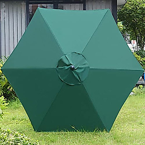 Sunnyglade 7.5' Patio Umbrella 6 Ribs (Dark Green) | 18" 30.2-lbs Heavy Duty Round Antiqued Umbrella Base, Bronze