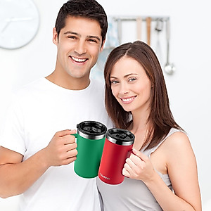 KXIAOCHEN 20oz Insulated Coffee Mug with Lid, Stainless Steel Coffee Cup, Double Wall Vacuum Coffee Tumbler with Handle, Premium Thermal Travel Coffee Mug (Navy Blue)