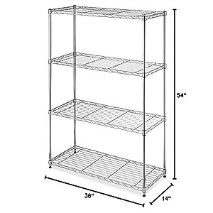 Whitmor Supreme 4 Tier Chrome Shelving 14 x 36 x 54 inches