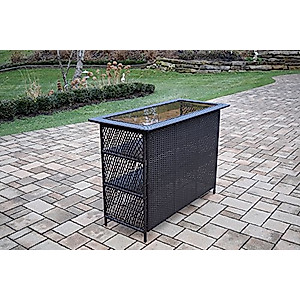 Oakland Living Ice Cooler Carts Elite All Weather Resin Wicker 7 Piece Bar Set with 2 Bar Stools and 4 Swivel Bar Stools, Coffee