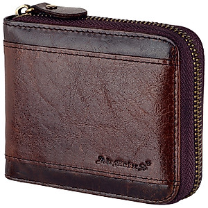 Admetus Christmas gift Men gifts Genuine Leather Short Zip Cowhide Wallet credit card ID Purses 2